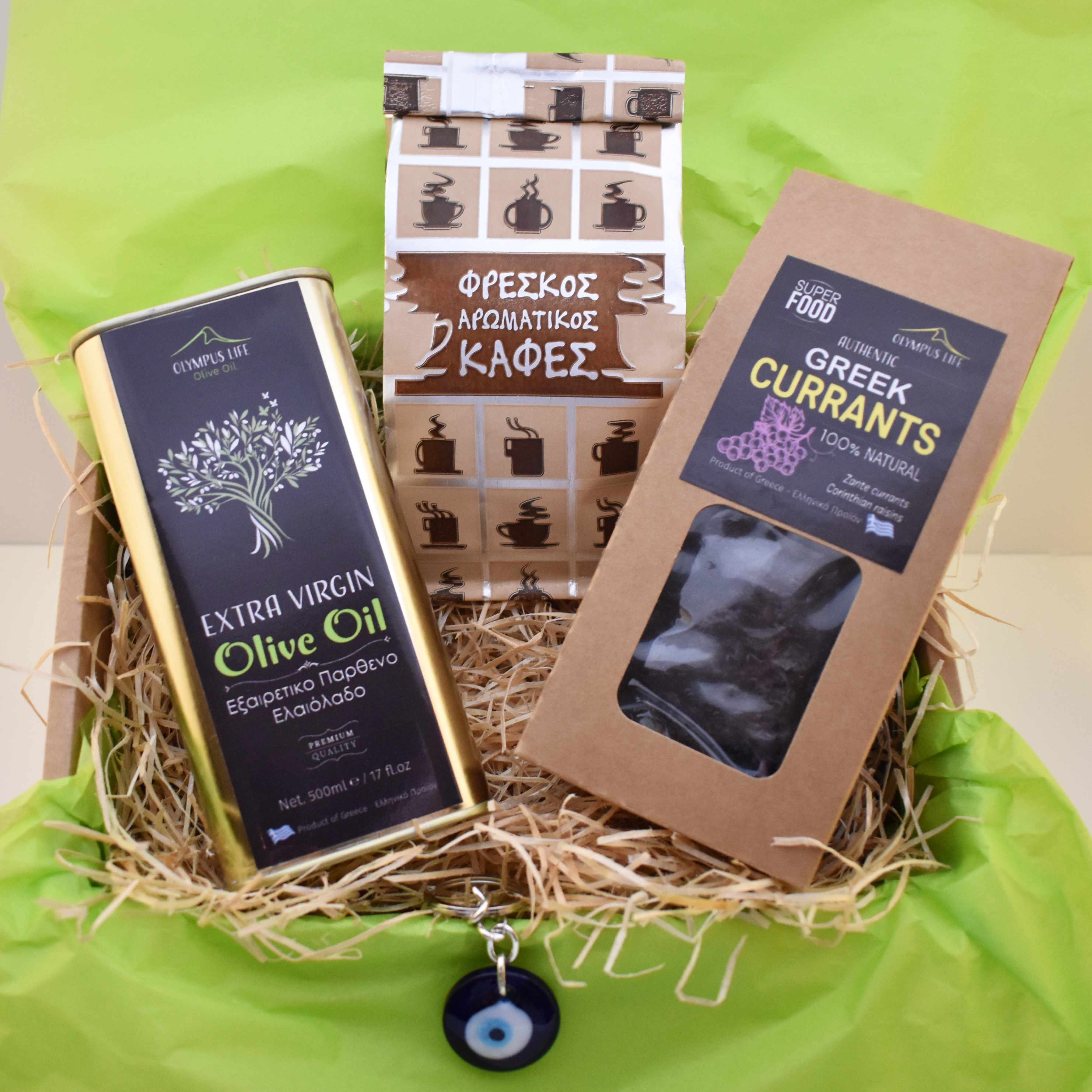 GREEK GIFT BOX // Extra virgin Olive Oil+Greek Coffee+Greek Currants ...